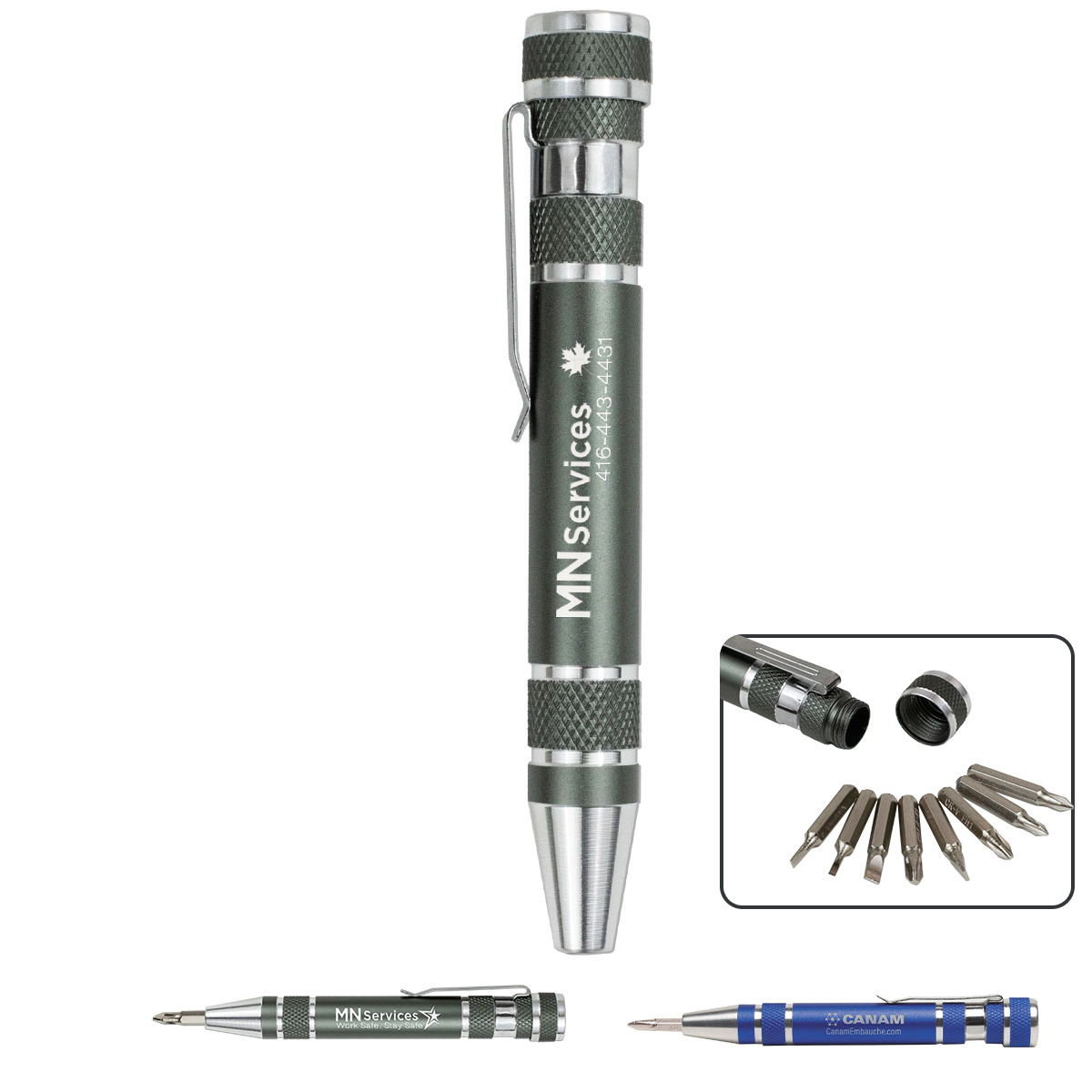 "Great Eight" 8 Bit Metal Screwdriver Tool Kit with Metal Clip ...