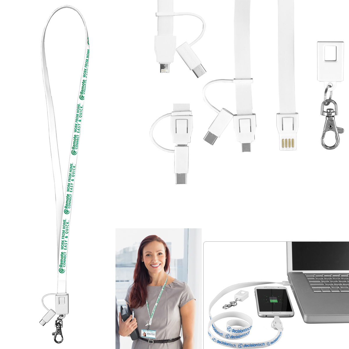 "LAYTON" 5-in-1 Lanyard Cell Phone Charging Cable - Innovation Line Canada