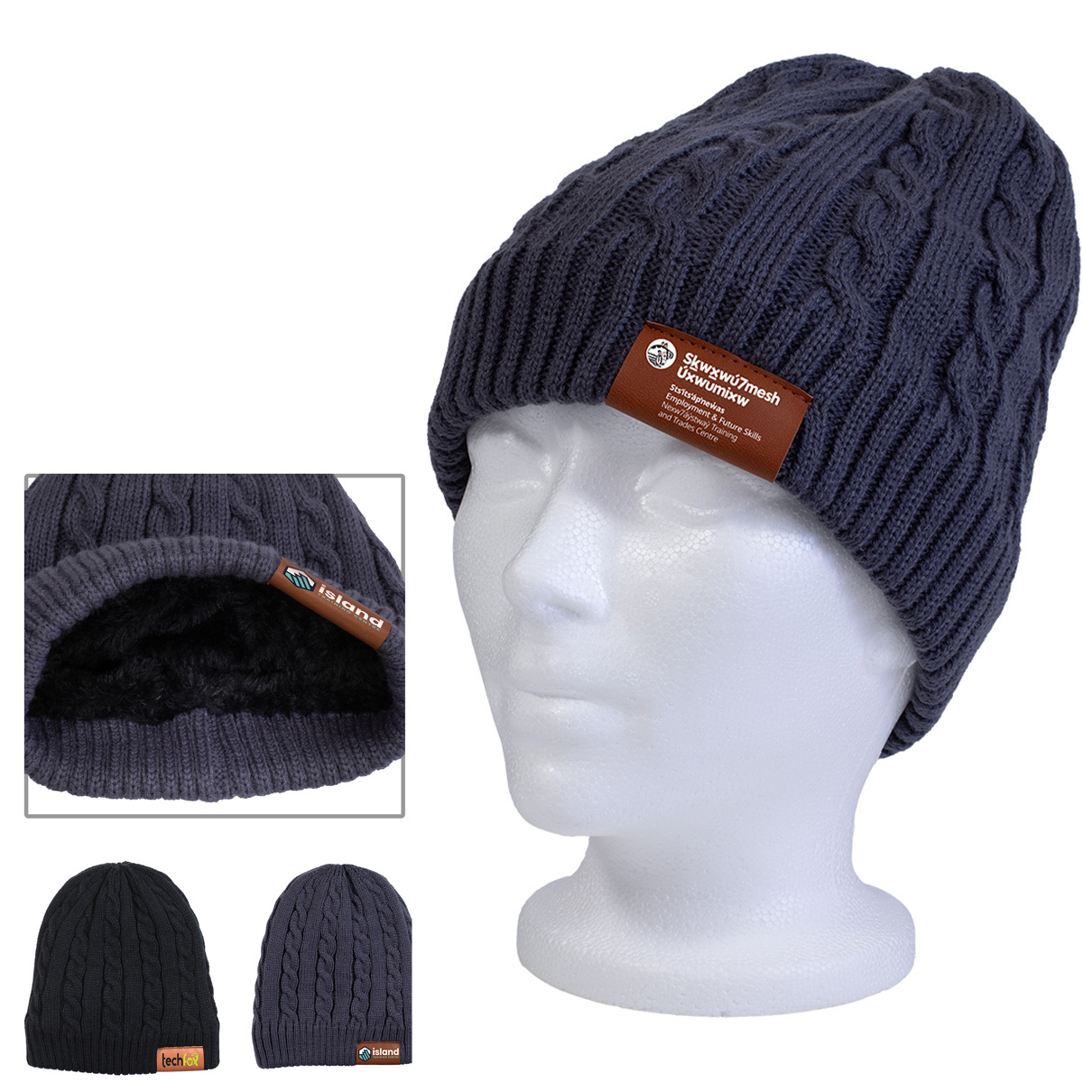 SOFT FLUFFY LINING FULL COLOUR CABLE KNIT TOQUE - Innovation Line Canada