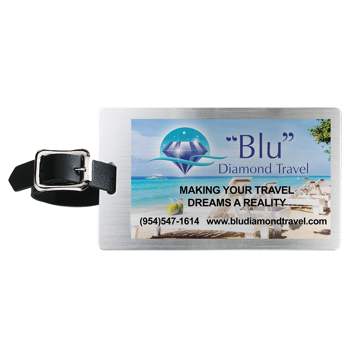 "KINGCOBRA" Brushed Aluminum Kwik Seal® Backing Luggage Bag Tag Full ...