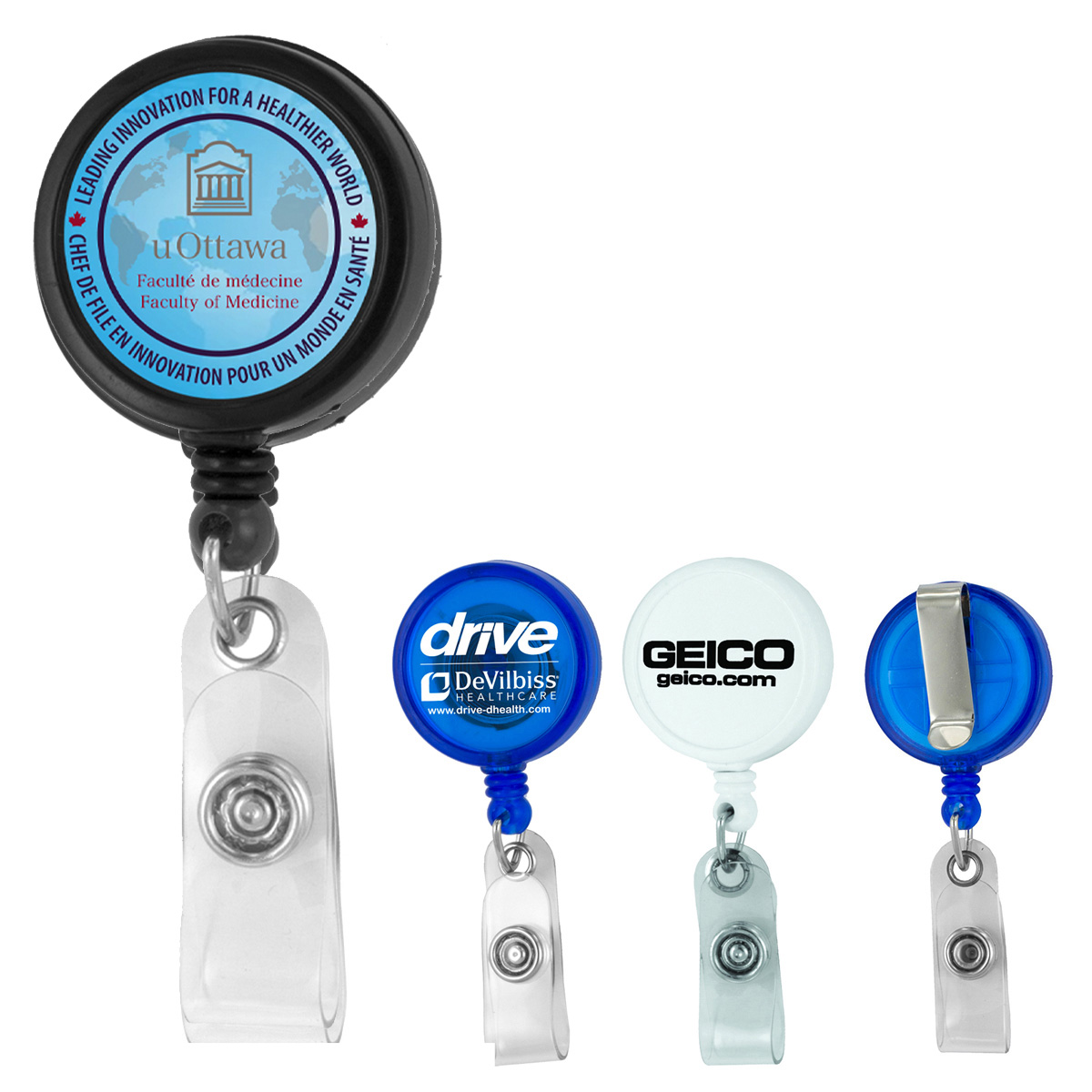 "Worthington VL" 30” Cord Round Jumbo Imprint Retractable Badge Reel ...