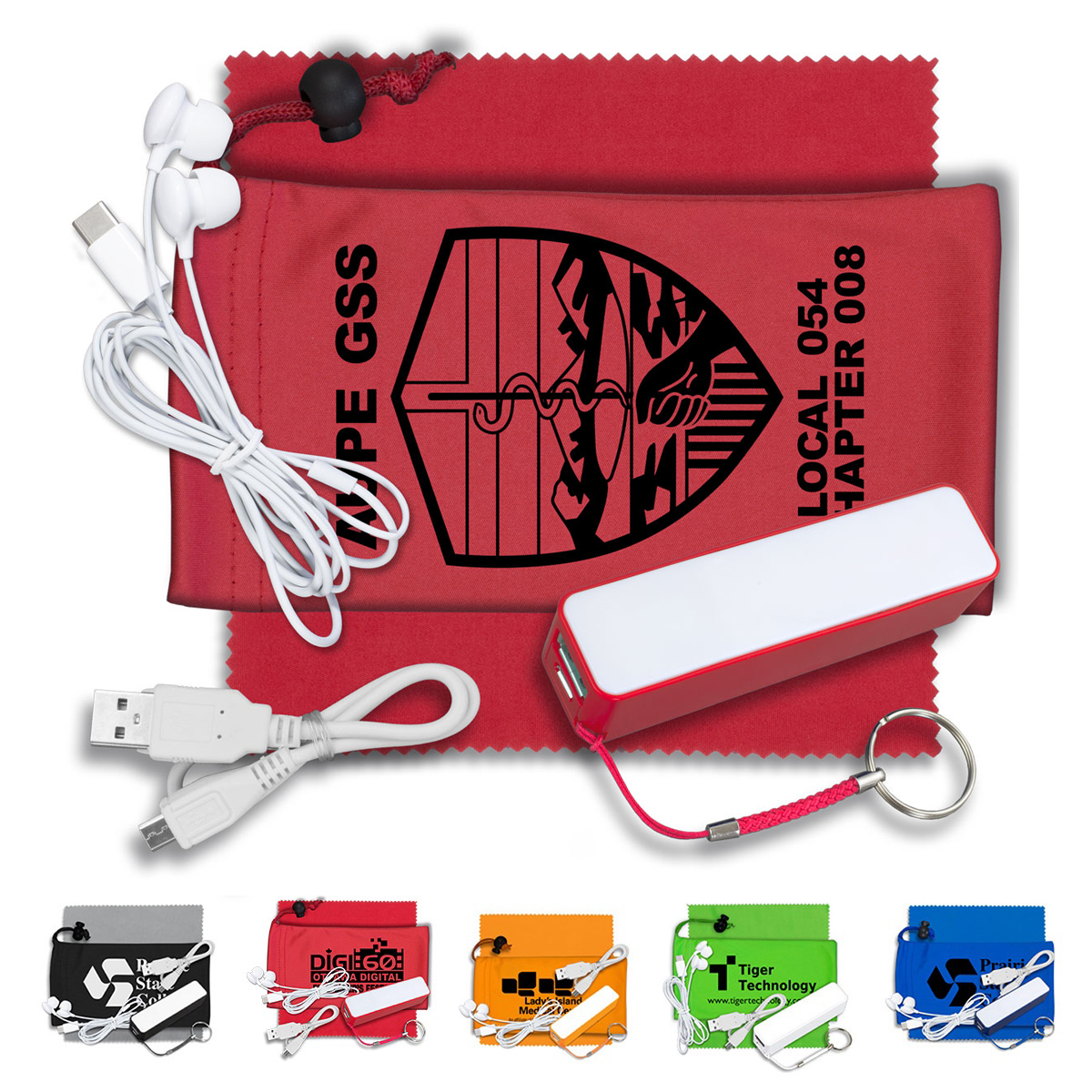 TechBank Plus Mobile Tech Power Bank Accessory Kit w/Cinch Pouch ...